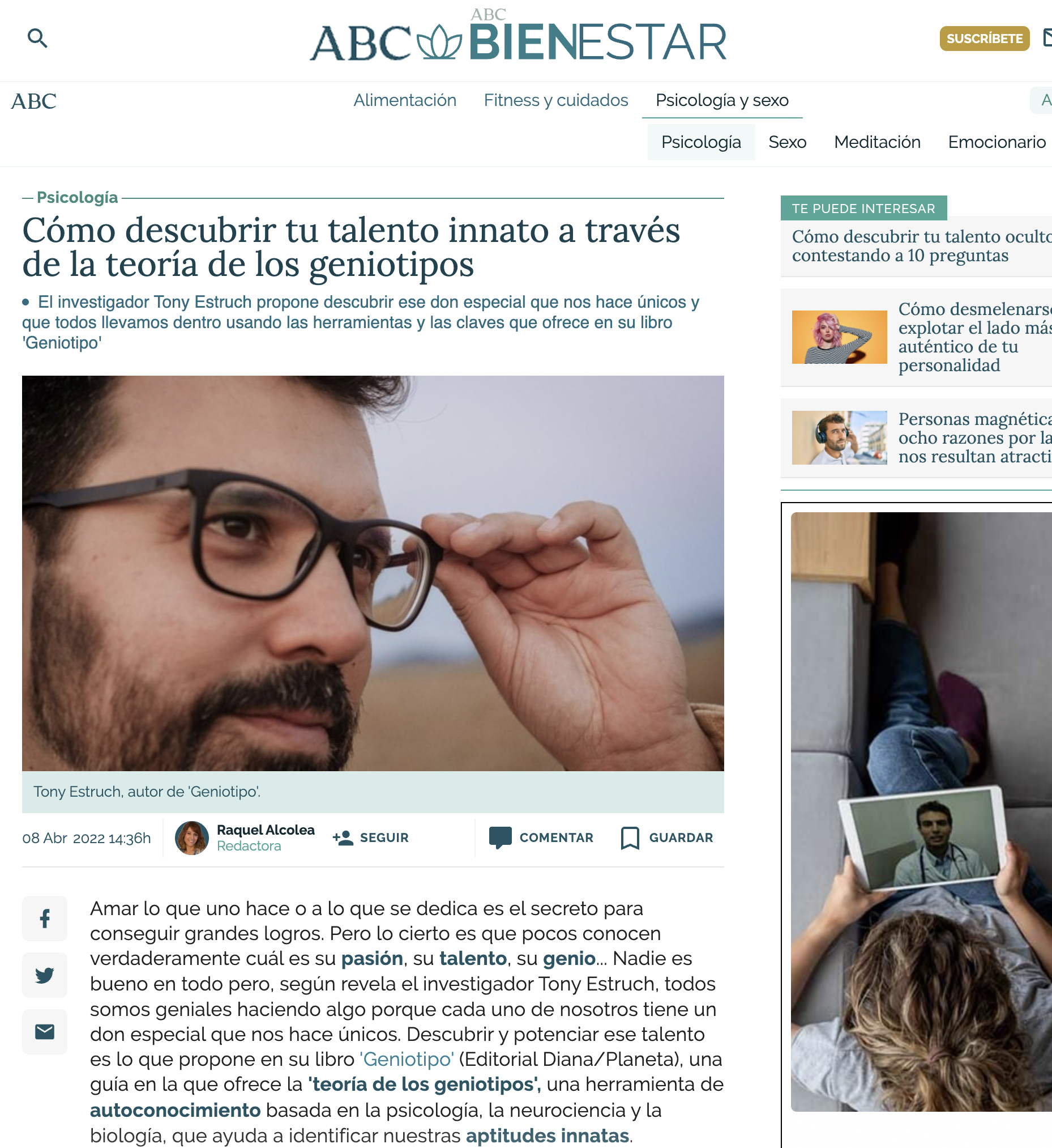Entrevista ABC Bienestar - Tony Estruch